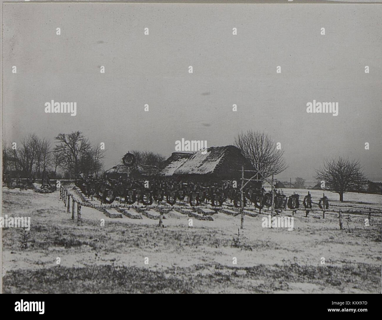 A historical photograph of the cemetery of the 13th Infantry Division’s ...