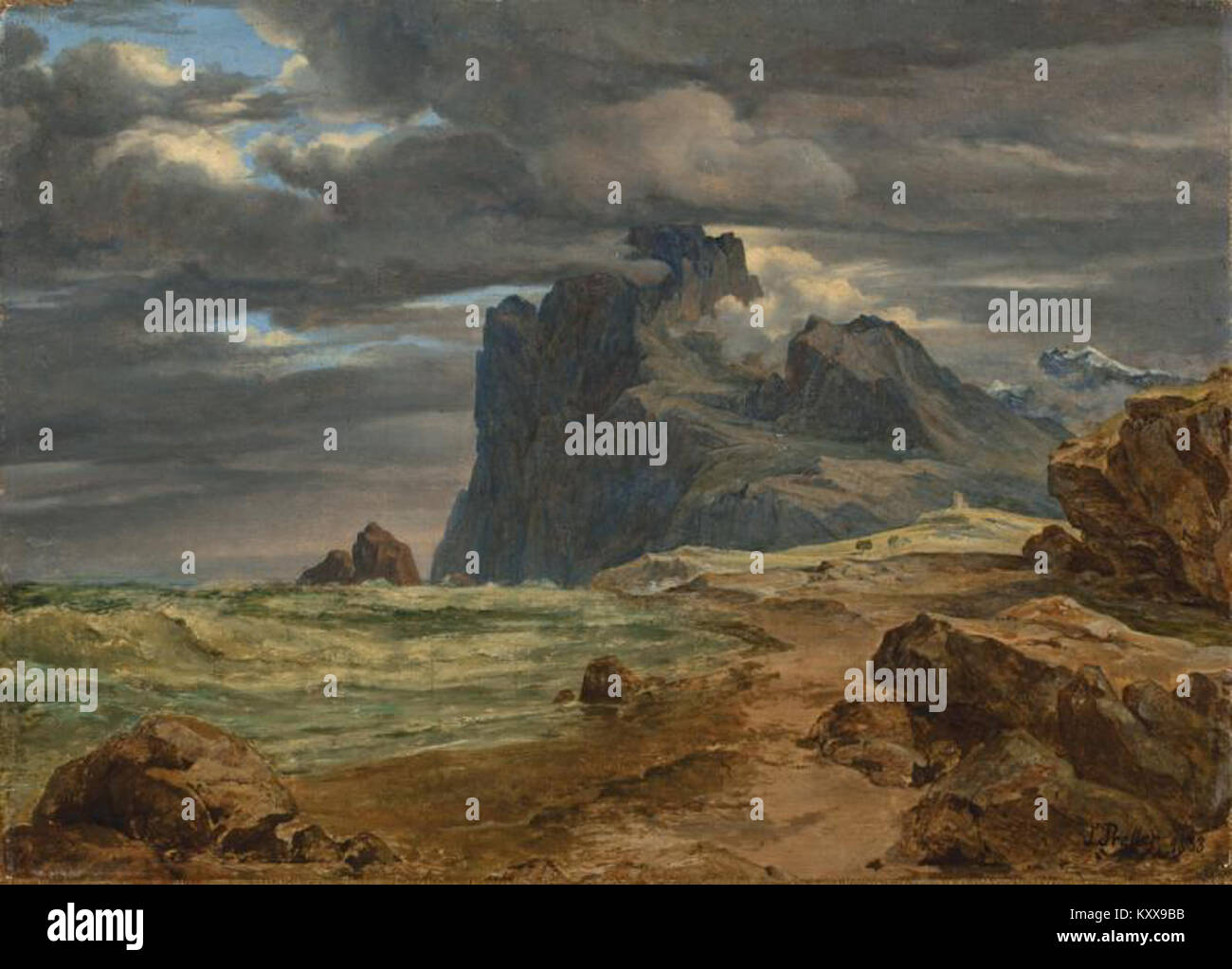 Painting by Friedrich Preller the Elder titled 'Brandung an der ...