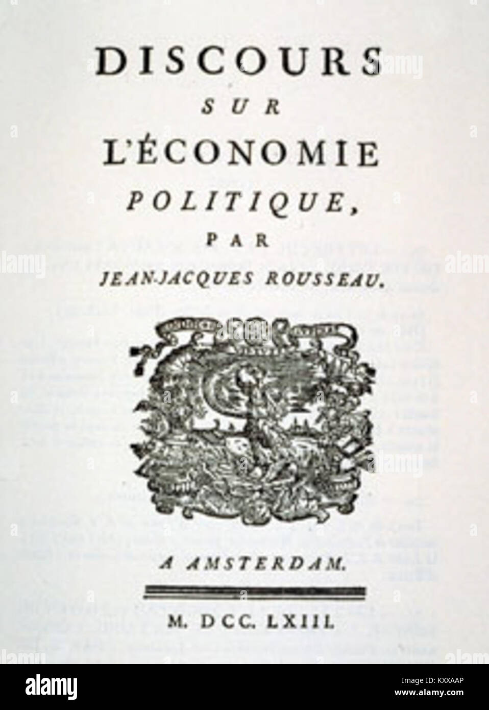 Frontispiece of Jean-Jacques Rousseau's Discours sur l'économie ...