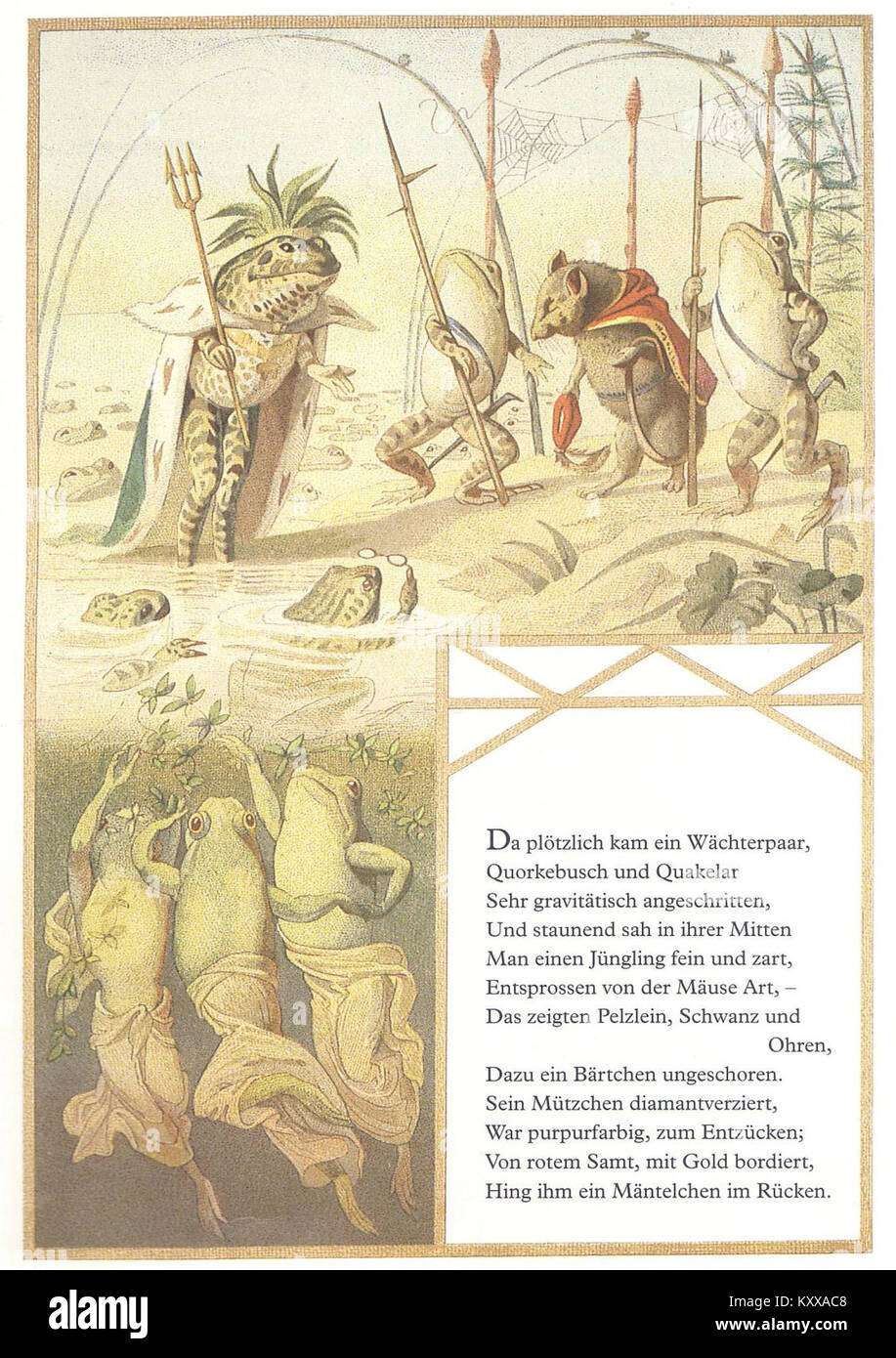 This 1878 illustration from 'Froschmäusekrieg' depicts an animated ...