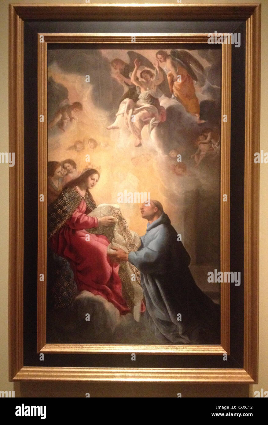 A painting by Eugenio Cajès depicting Saint Ildefonsus receiving the ...