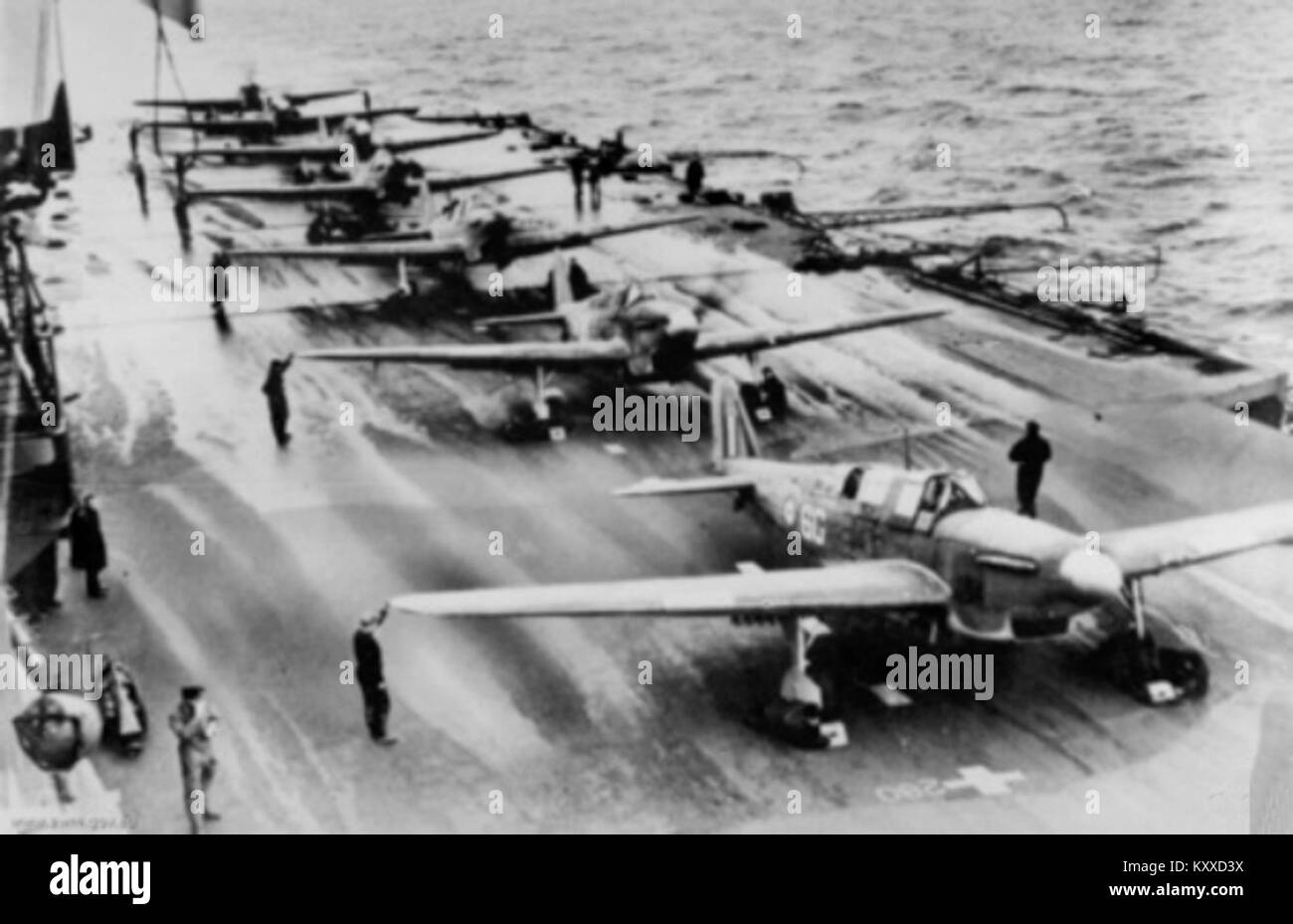 A 1942 photograph showing Fairey Fulmar aircraft from the 809 Naval Air ...