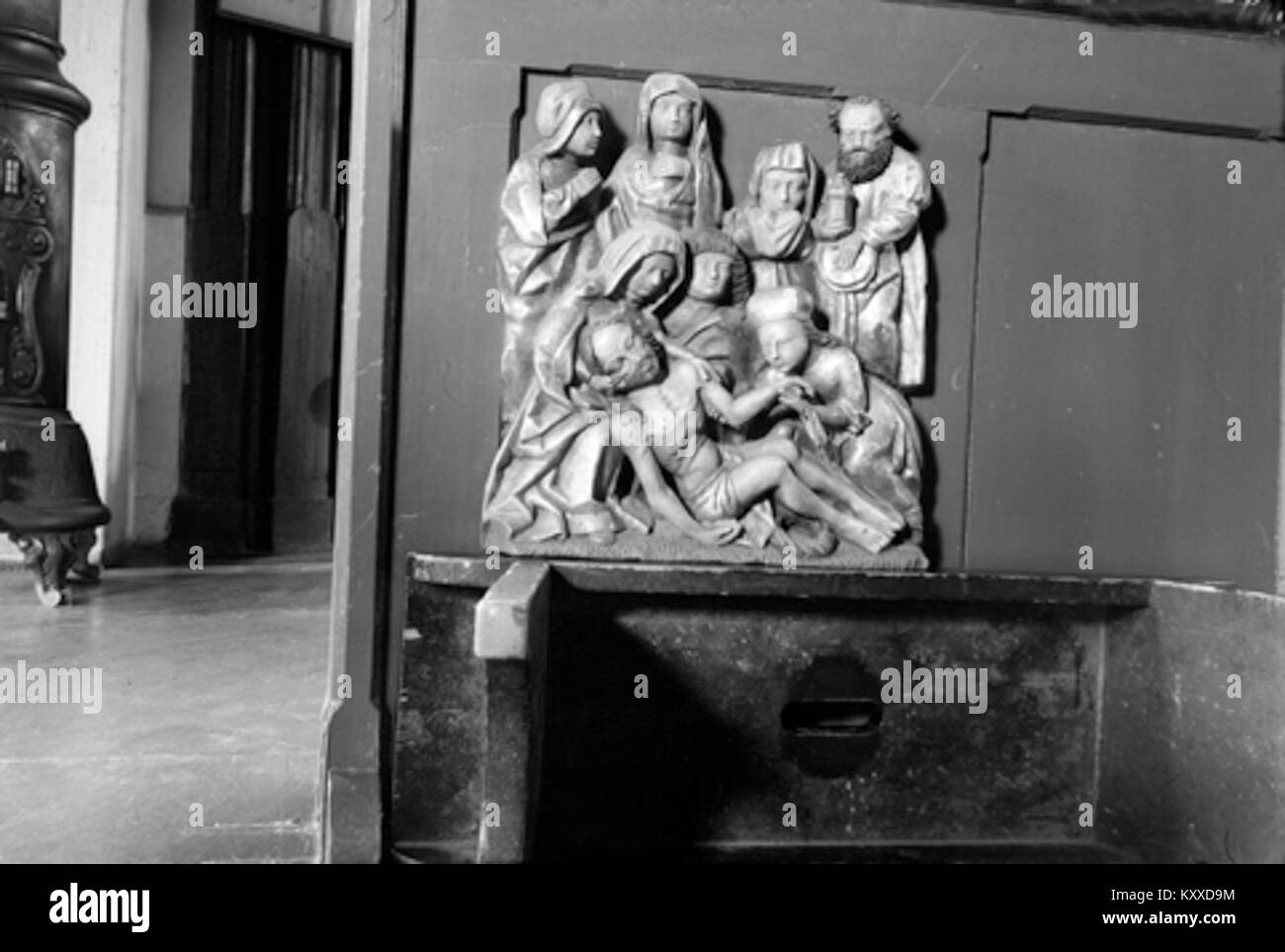 A historical photograph showing a funeral ceremony at Furnes Church in ...