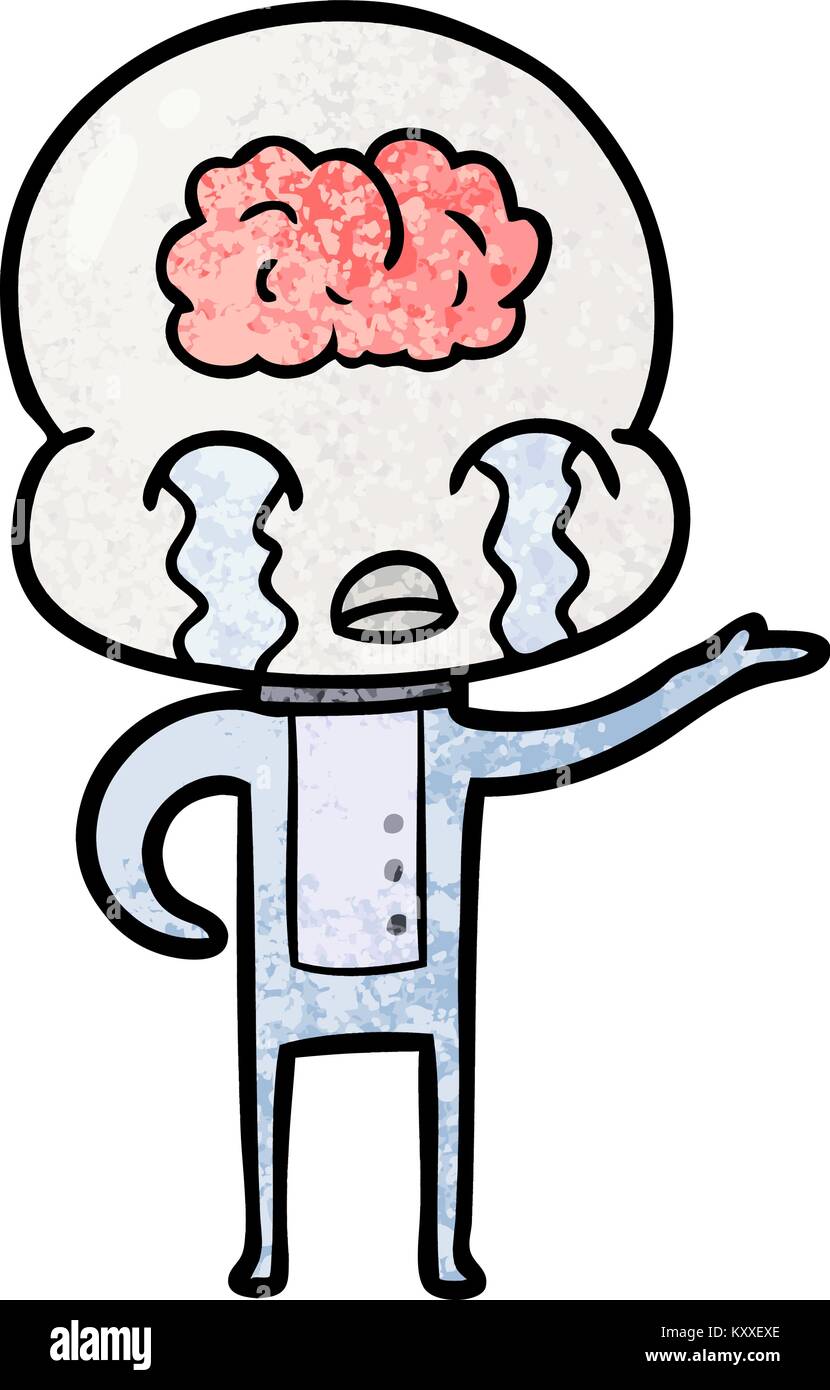 cartoon big brain alien crying Stock Vector Image & Art - Alamy