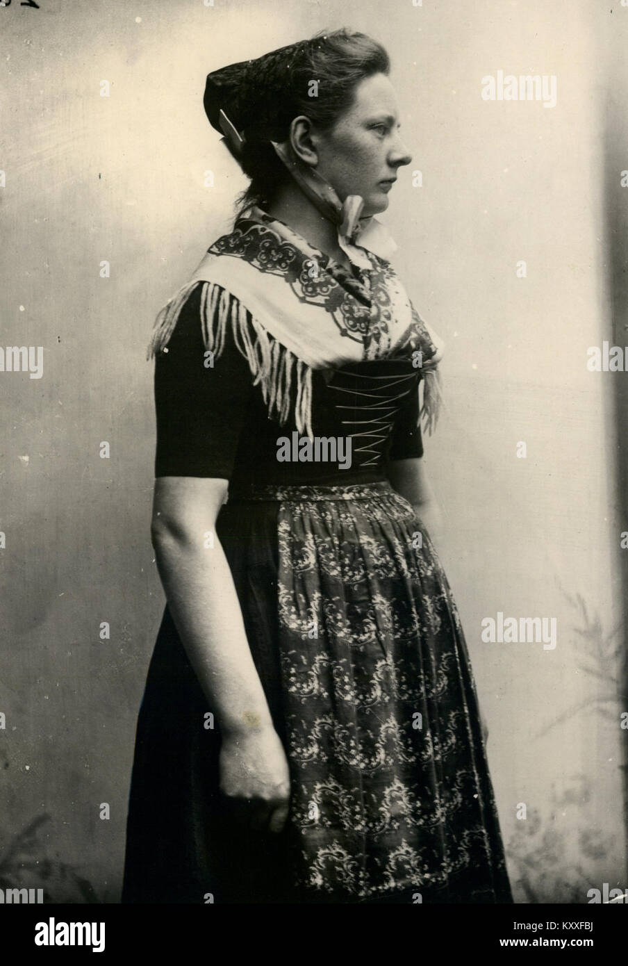 Photograph from 1898 showing a Faroese woman in traditional dress ...