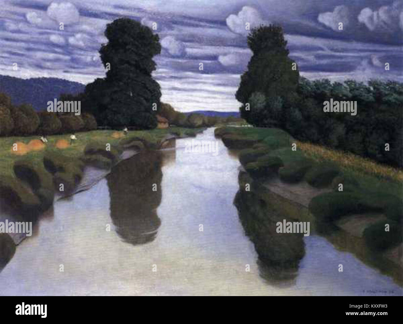 A 1924 painting by Félix Vallotton titled 'La Risle près de Berville ...