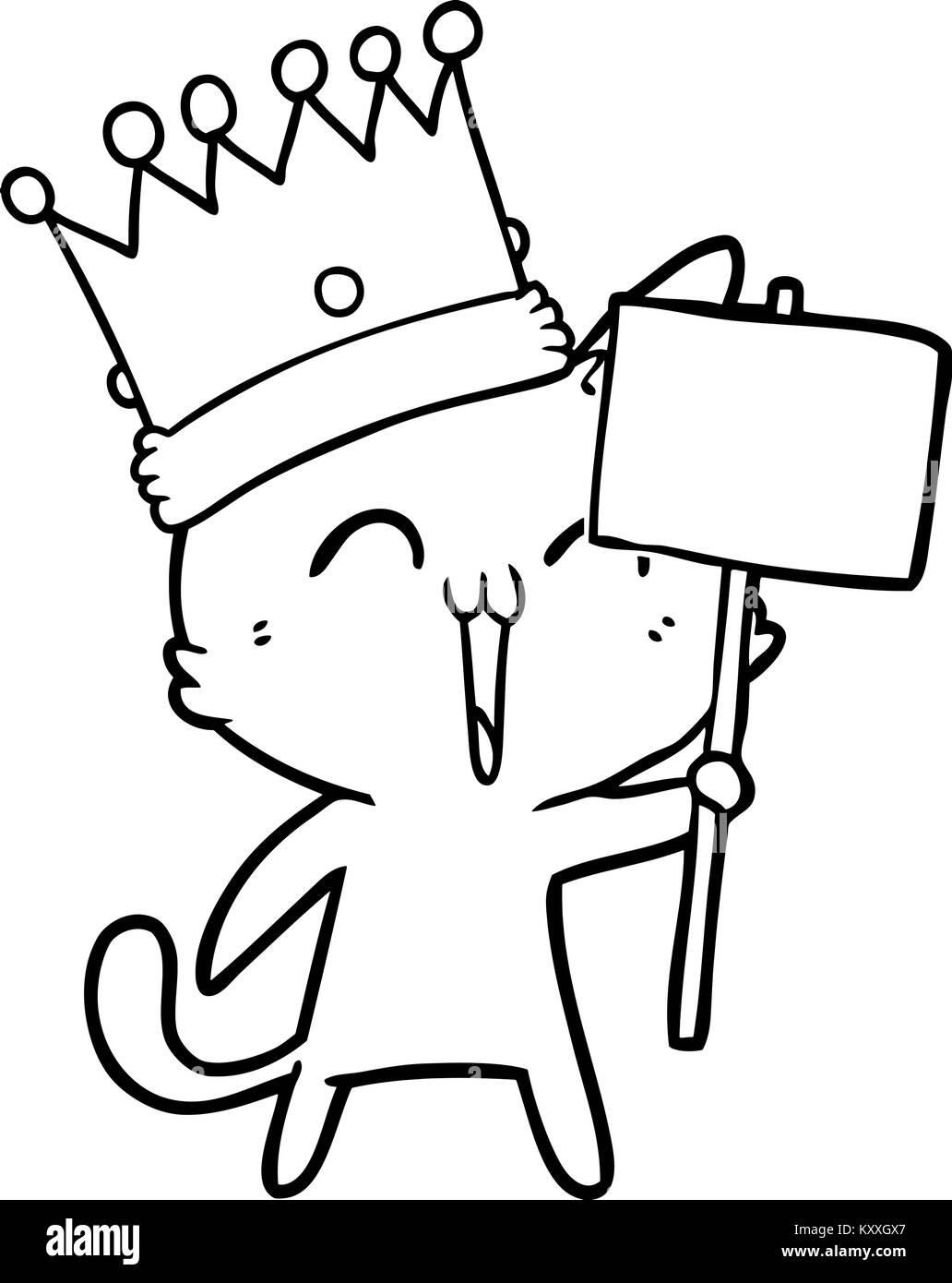happy cartoon king cat with sign Stock Vector Image & Art - Alamy