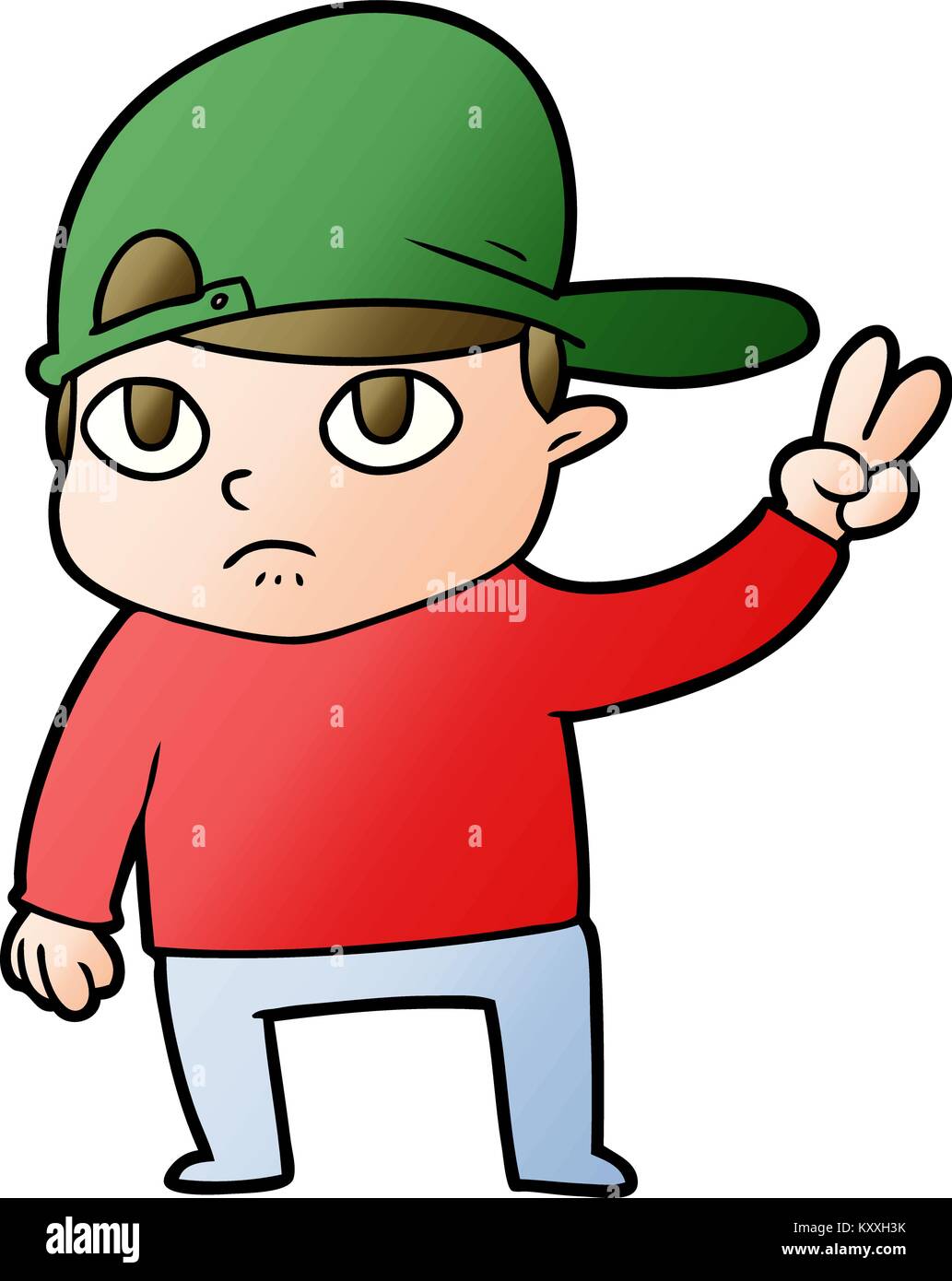 cartoon kid giving peace sign Stock Vector Image & Art - Alamy