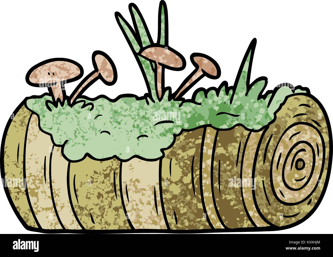 cartoon old log with mushrooms Stock Vector Image & Art - Alamy