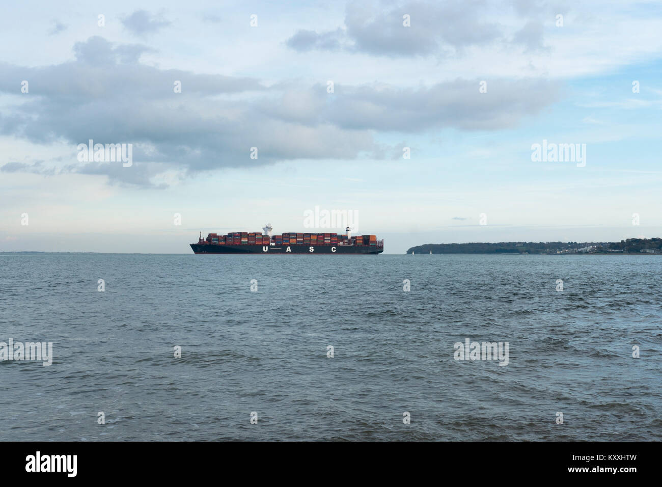 A UASC Container ship crossing the Solent to Southampton, Hampshire, UK ...