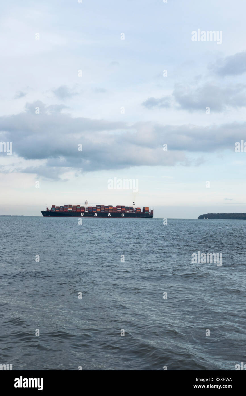 A UASC Container ship crossing the Solent to Southampton, Hampshire, UK ...