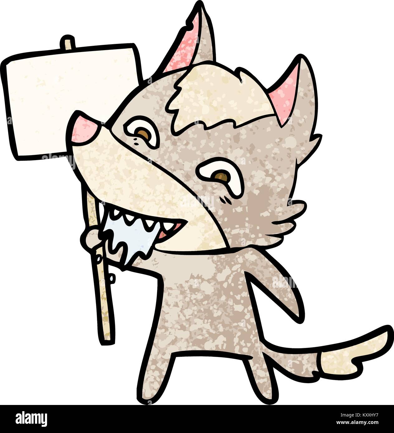 cartoon hungry wolf with sign post Stock Vector Image & Art - Alamy