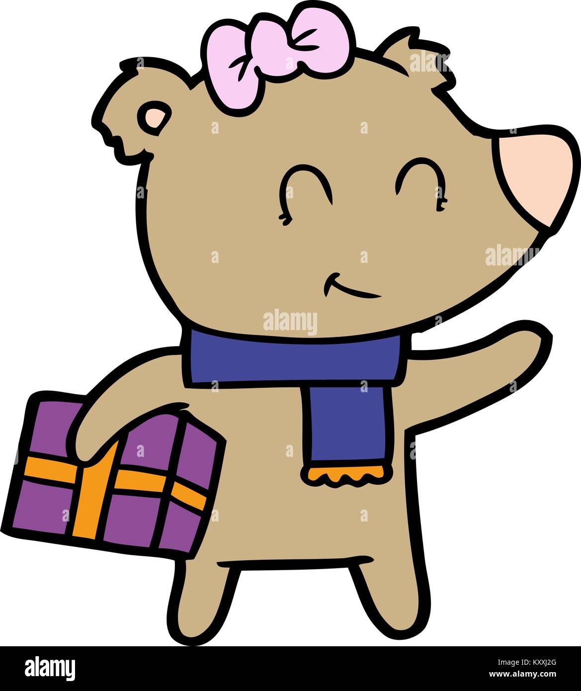 bear cartoon character with present Stock Vector Image & Art - Alamy
