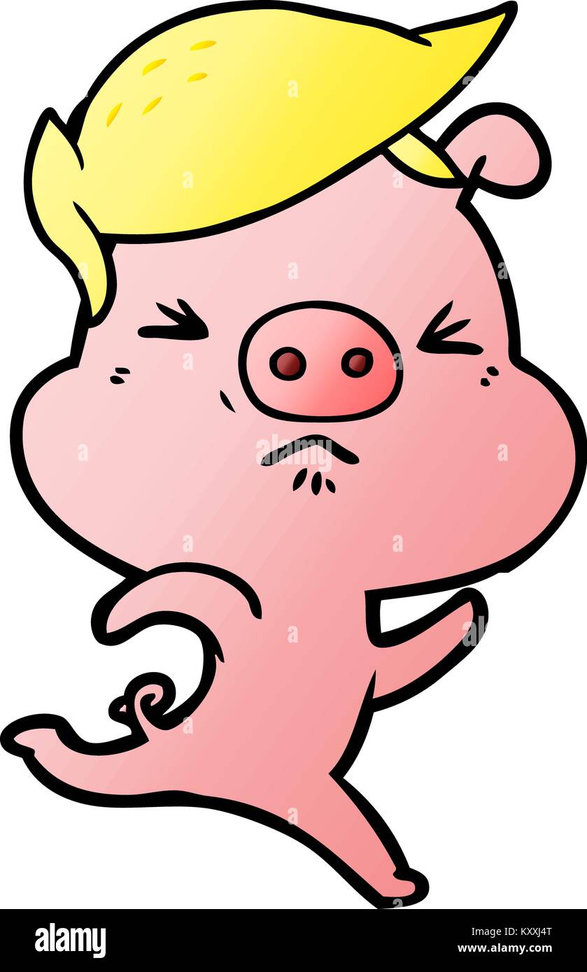 cartoon annoyed pig running Stock Vector Image & Art - Alamy