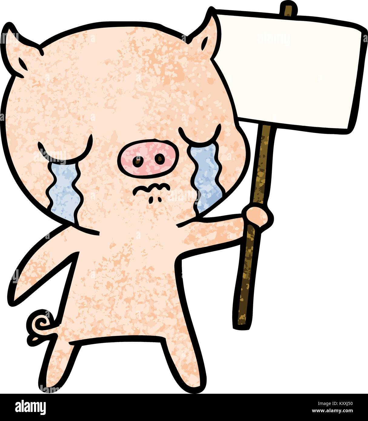 cartoon crying pig with sign post Stock Vector Image & Art - Alamy