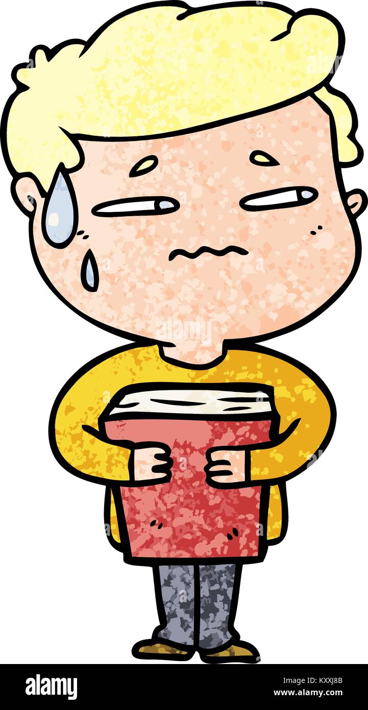 cartoon anxious boy carrying book Stock Vector Image & Art - Alamy