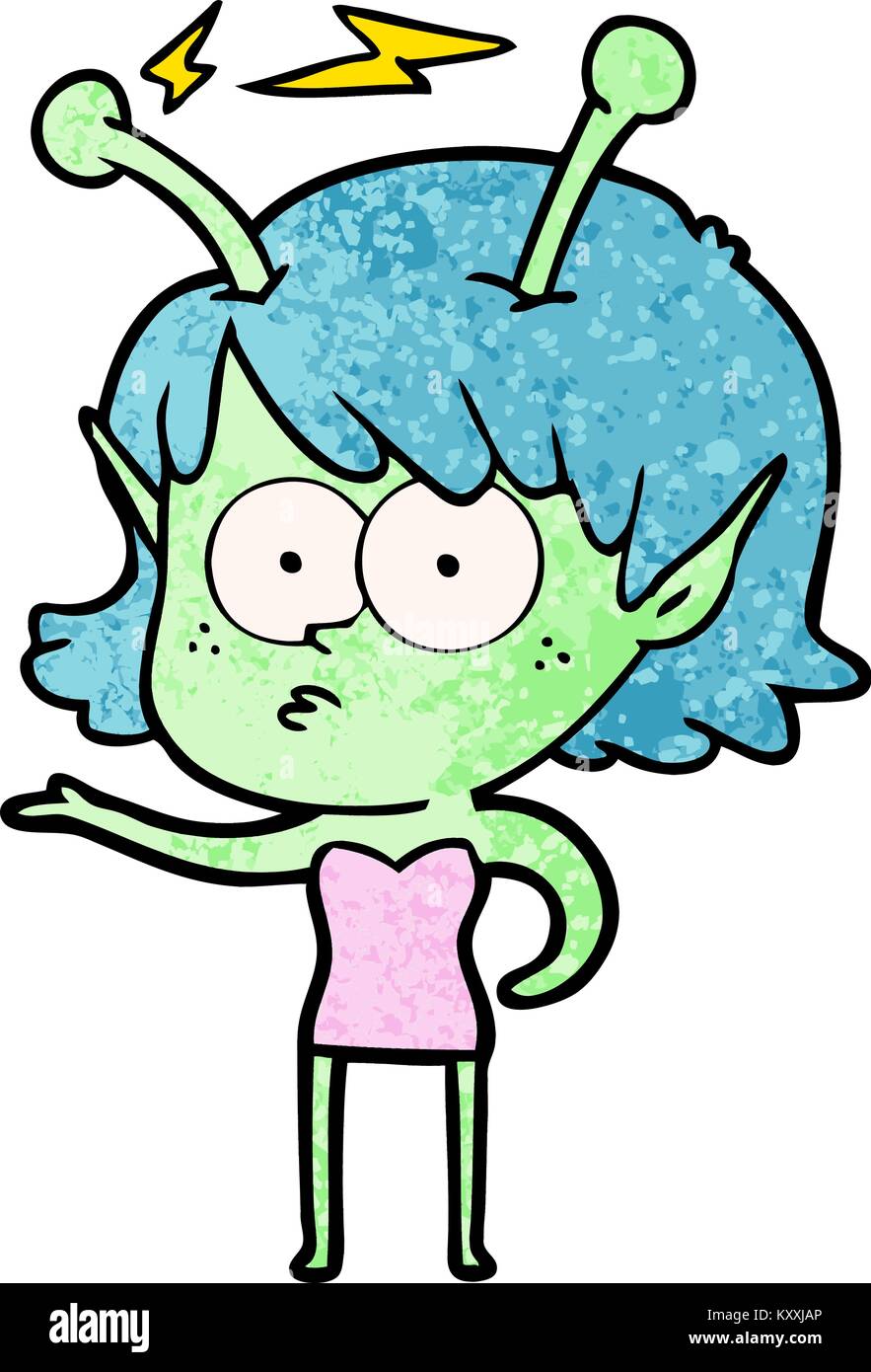 cartoon alien girl Stock Vector Image & Art - Alamy