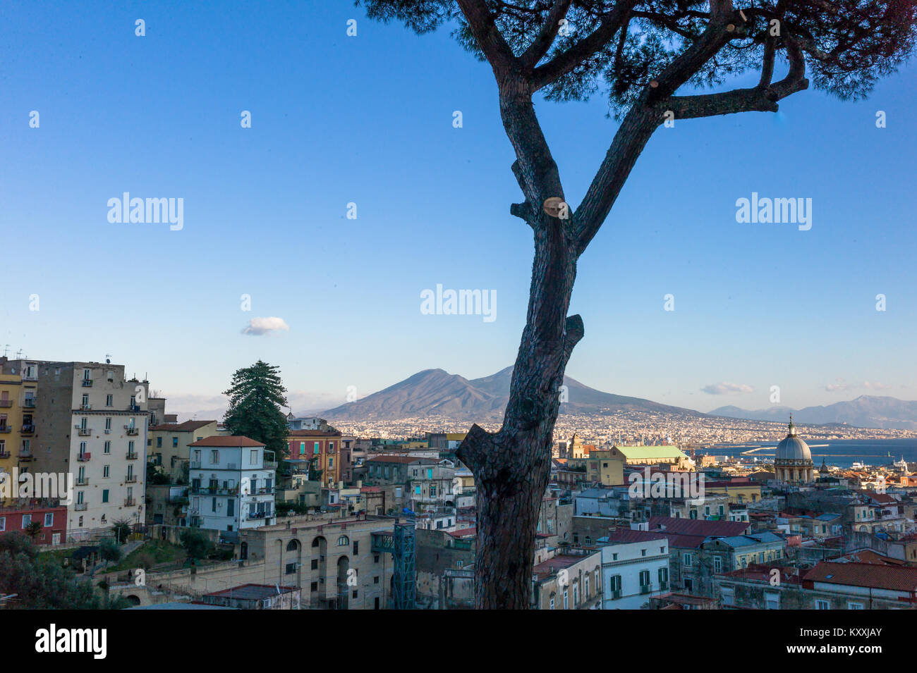 Naples landscape from a park, view of Vesuvius, Italy Stock Photo - Alamy