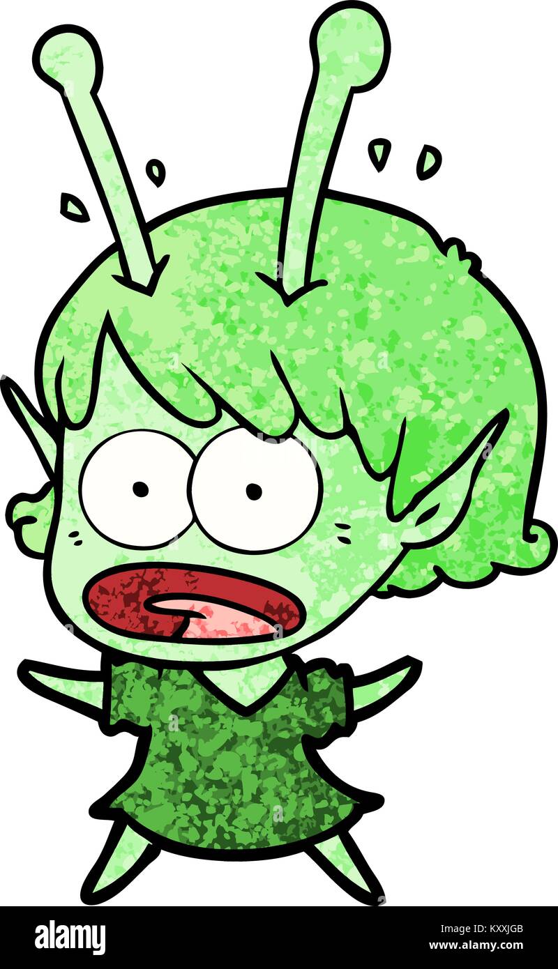 cartoon shocked alien girl Stock Vector Image & Art - Alamy