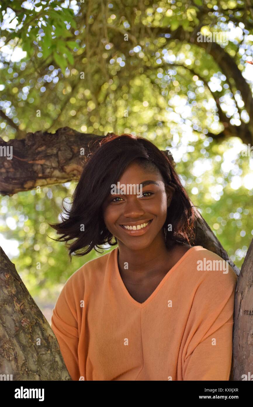 Girl in Tree Part 2 Stock Photo - Alamy