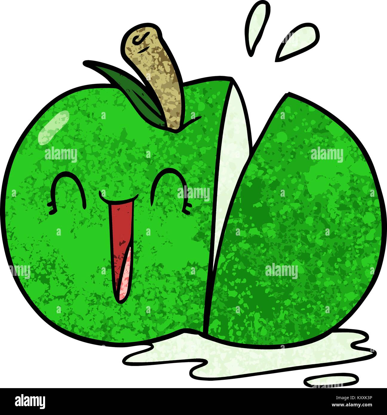 happy cartoon sliced apple Stock Vector Image & Art - Alamy