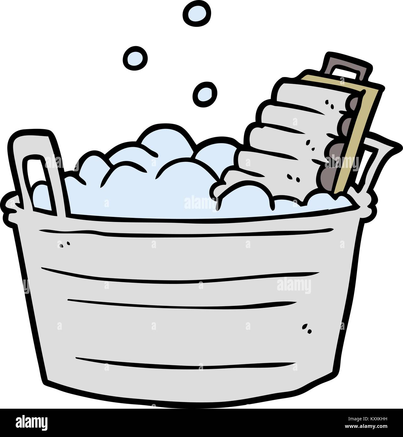 cartoon old laundry washboard and bucket Stock Vector Image & Art - Alamy