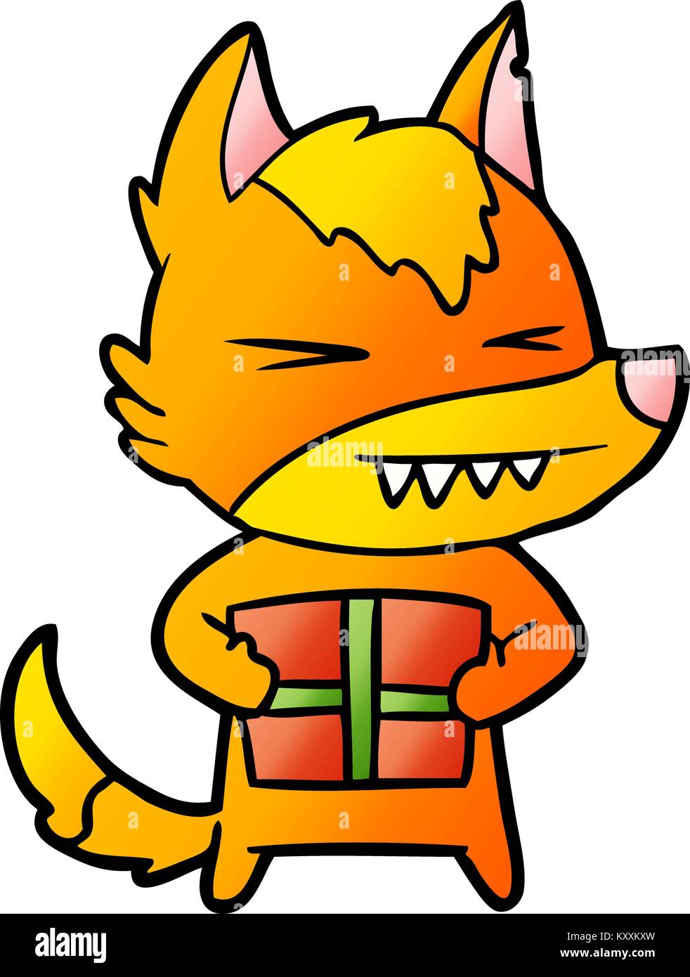 fox cartoon character with present Stock Vector Image & Art - Alamy