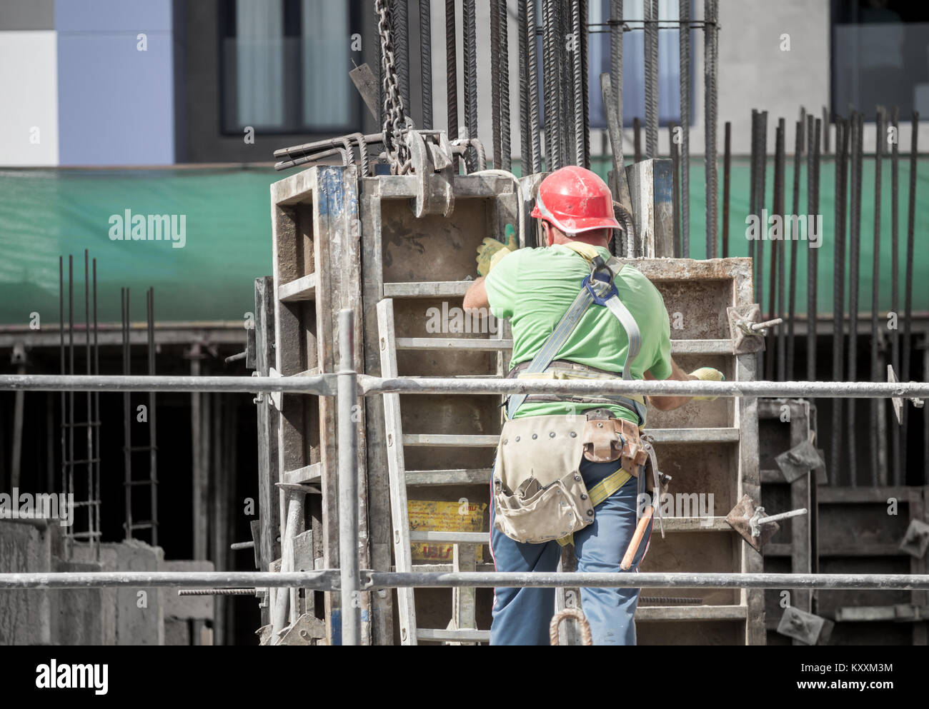Rear view of construction worker in Spain Stock Photo - Alamy