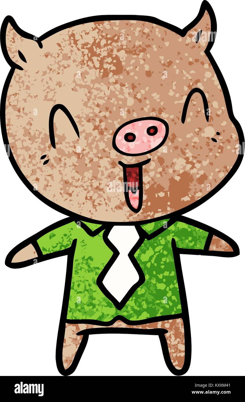 happy cartoon pig wearing shirt and tie Stock Vector Image & Art - Alamy