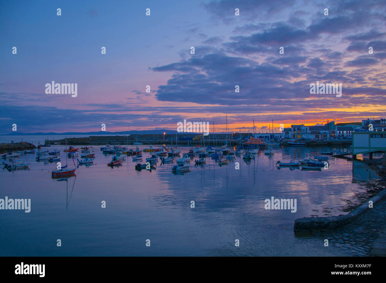 Portrush Harbour at Dusk Stock Photo - Alamy