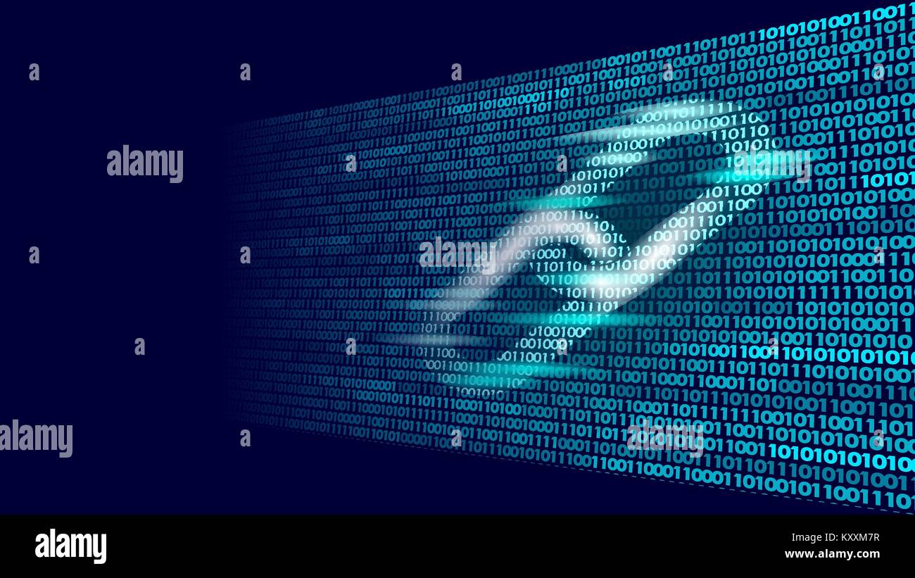 Blockchain Hyperlink Symbol On Binary Code Number Big Data Flow Information Cryptocurrency