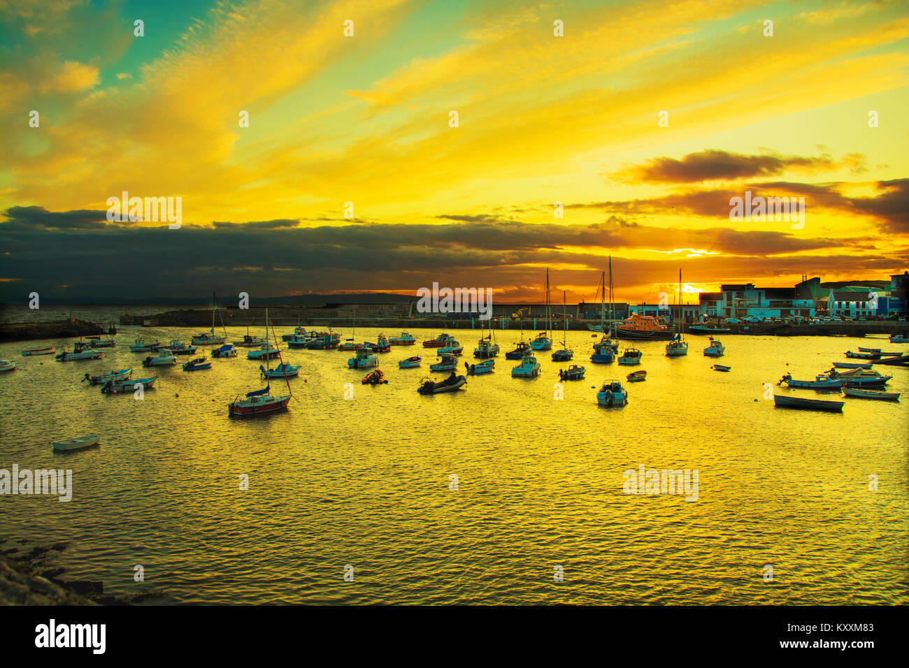 Sunset Portrush Harbour Stock Photo - Alamy