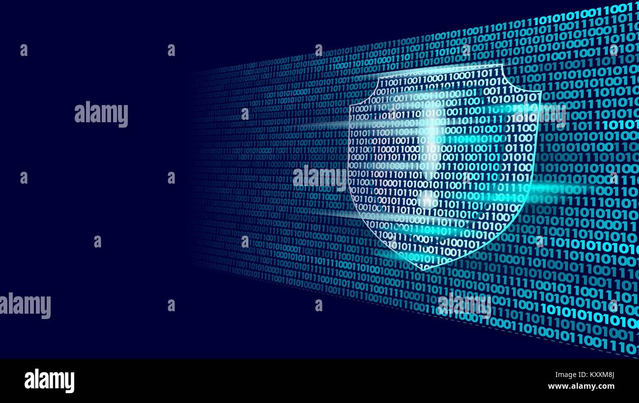 Shield Guard Safety System Binary Code Flow Big Data Security Hacker Attack Computer Antivirus