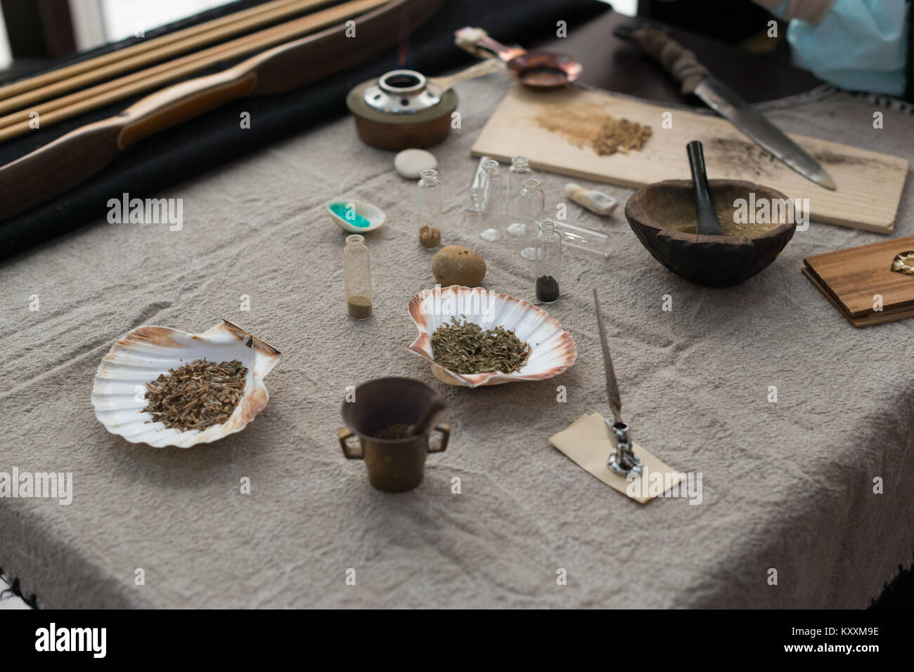 traditional medication mixied on a medieval festival in europe Stock ...