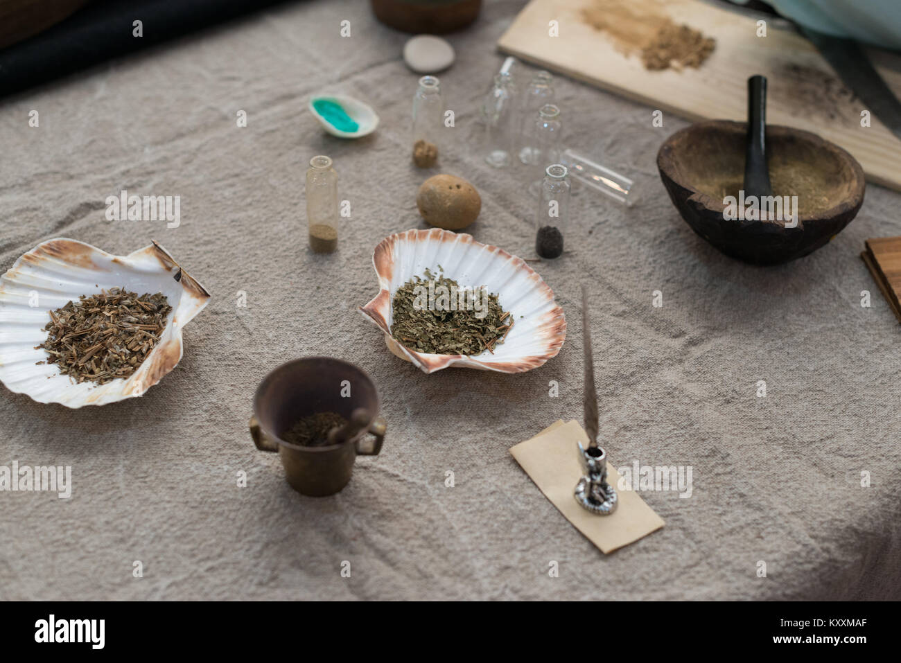 traditional medication mixied on a medieval festival in europe Stock ...