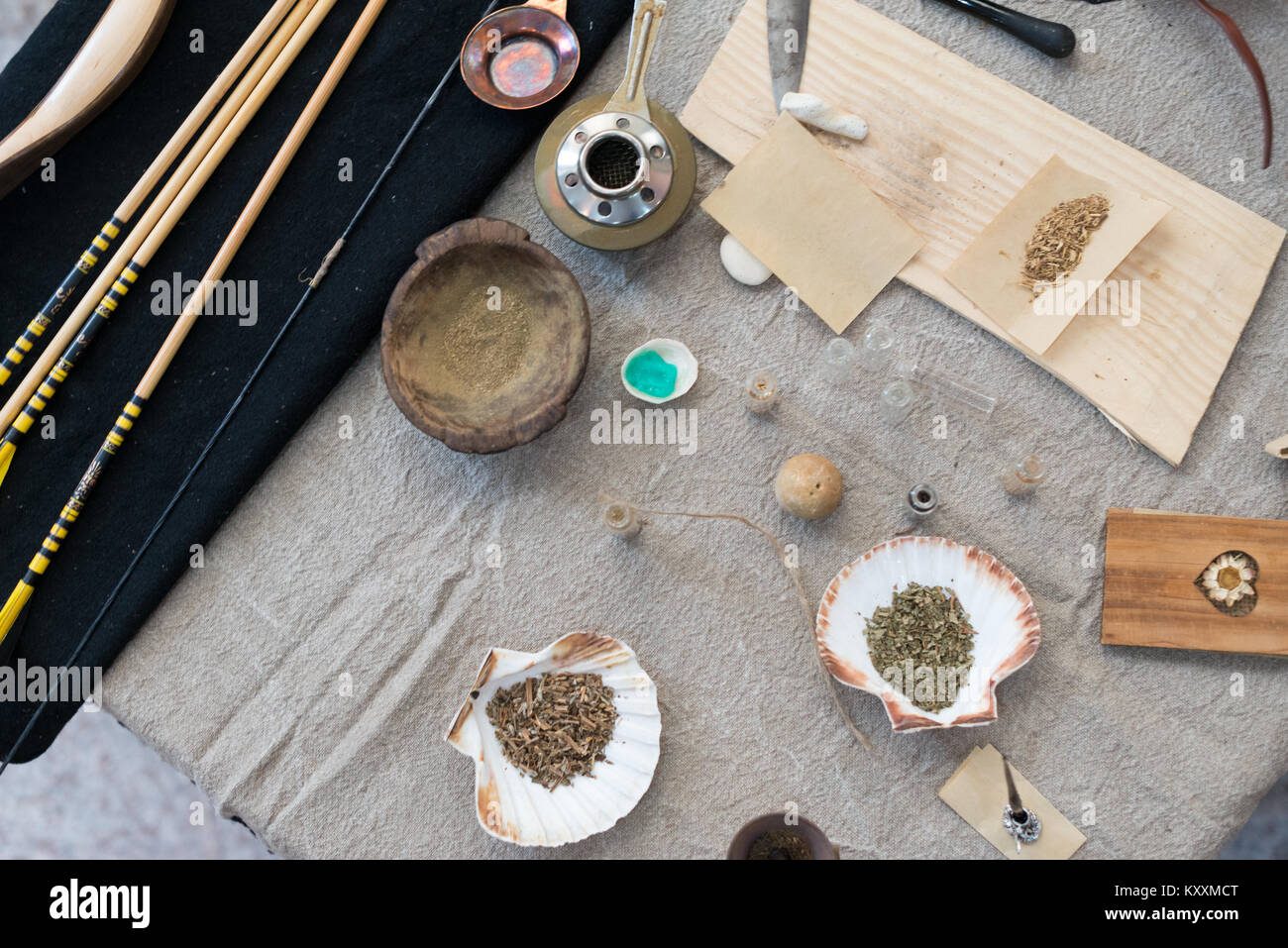 traditional medication mixied on a medieval festival in europe Stock ...