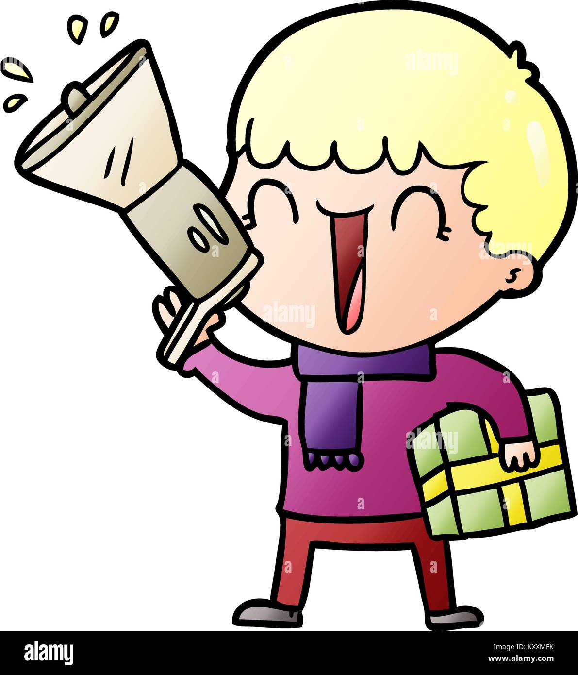 megaphone cartoon man with present Stock Vector Image & Art - Alamy