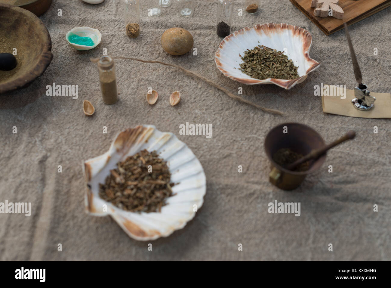 traditional medication mixied on a medieval festival in europe Stock ...