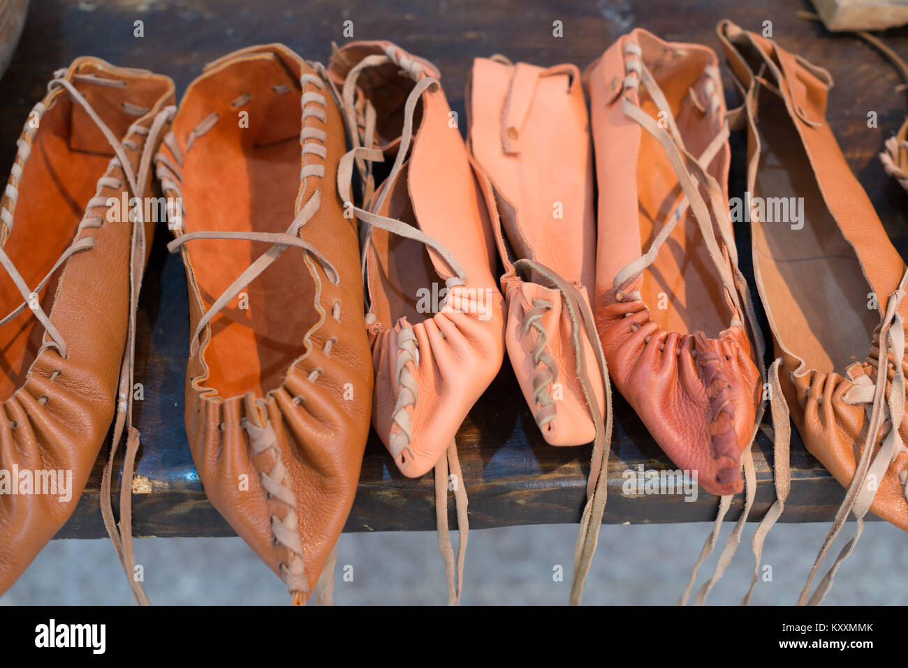 handmade traditional romanian peasant leather shoes Stock Photo - Alamy