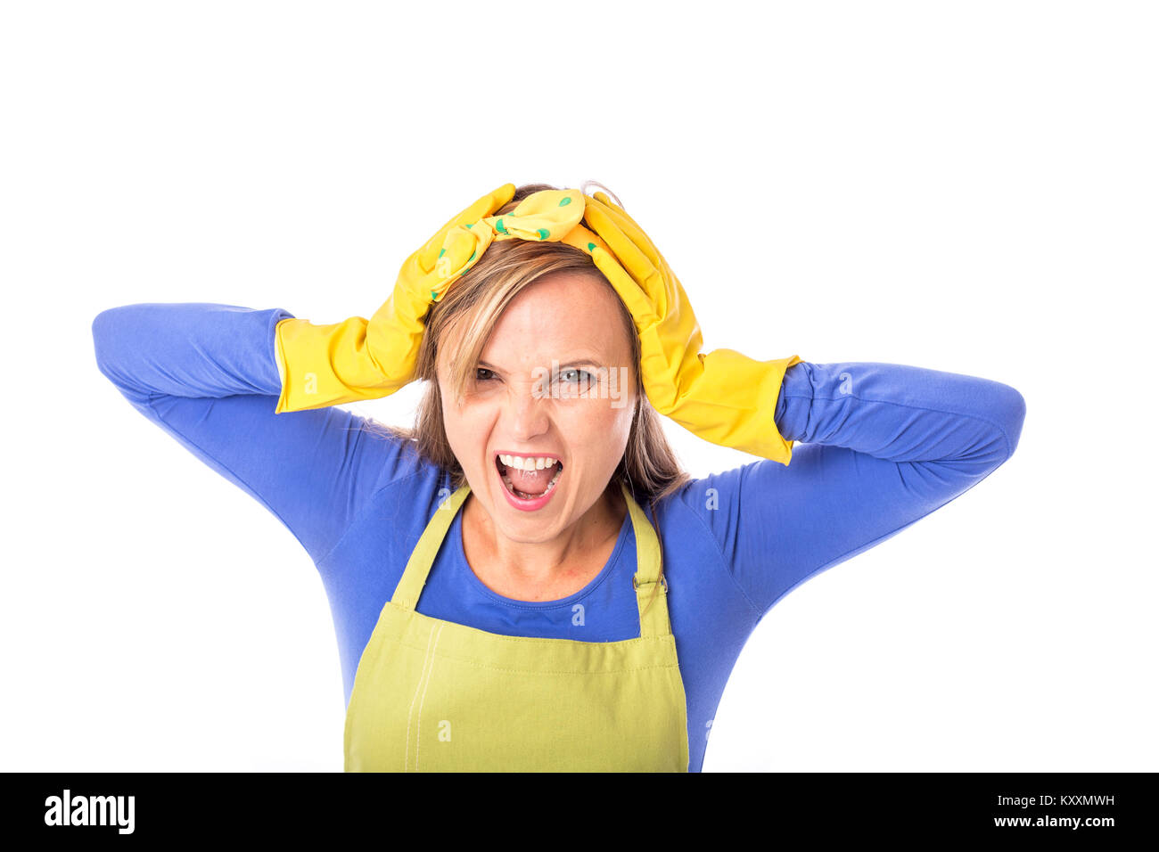 Multitasking woman cleaning hi-res stock photography and images - Alamy