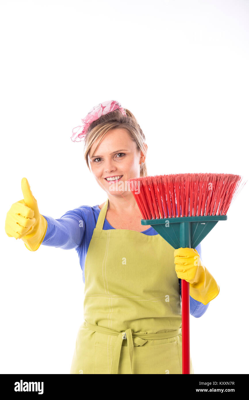 Cleaning woman happy excited smiling joyful isolated on white ...