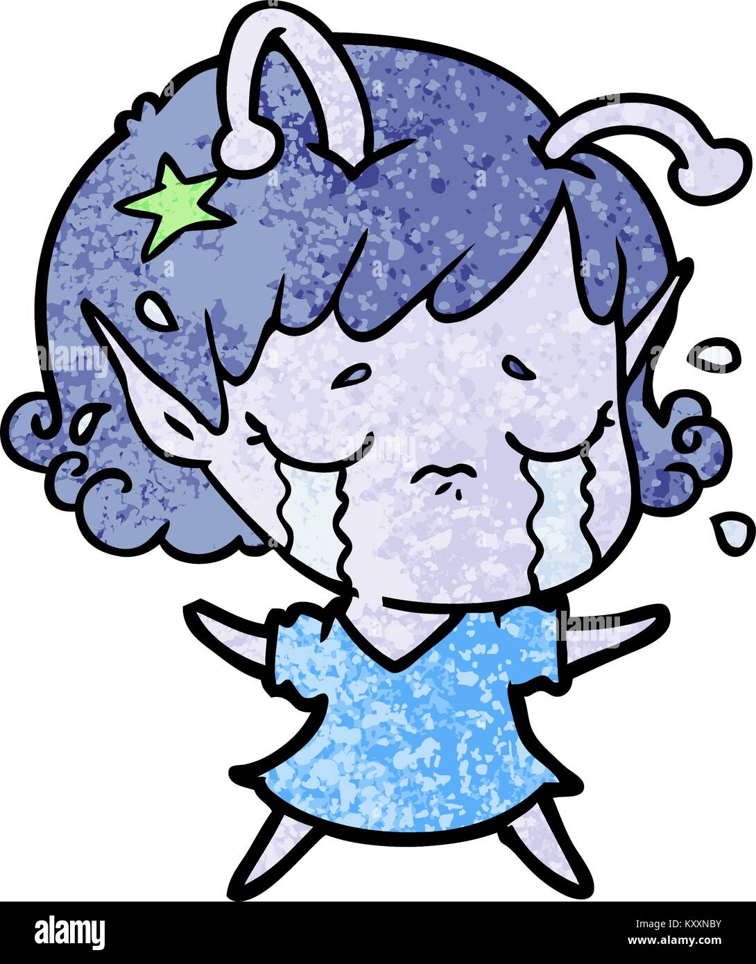 cartoon crying alien girl Stock Vector Image & Art - Alamy