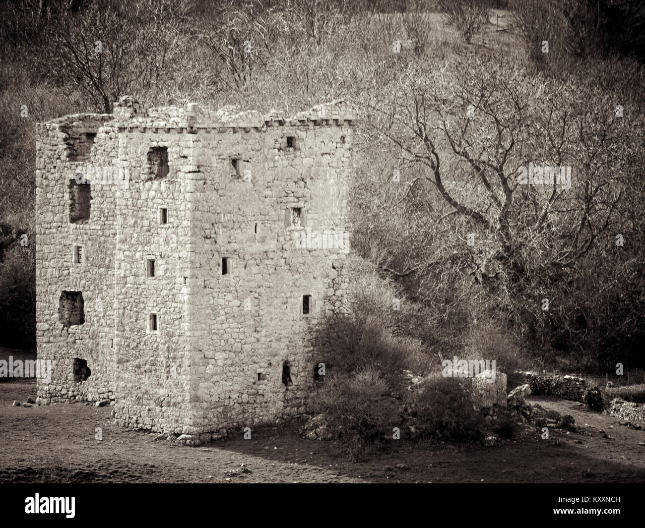 Arnside Tower in Cumbria - a medieval piel tower Stock Photo - Alamy