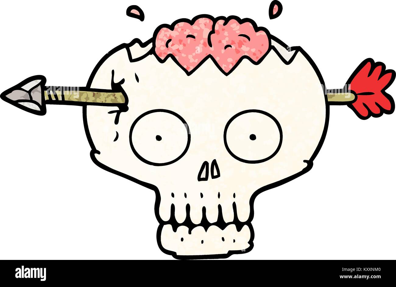 cartoon skull with arrow through brain Stock Vector Image & Art - Alamy