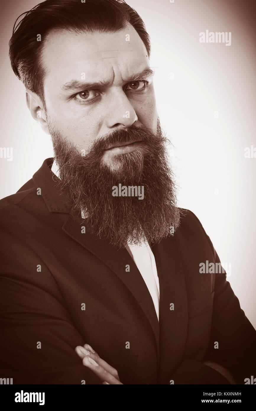 Angry man and long white beard hi-res stock photography and images - Alamy