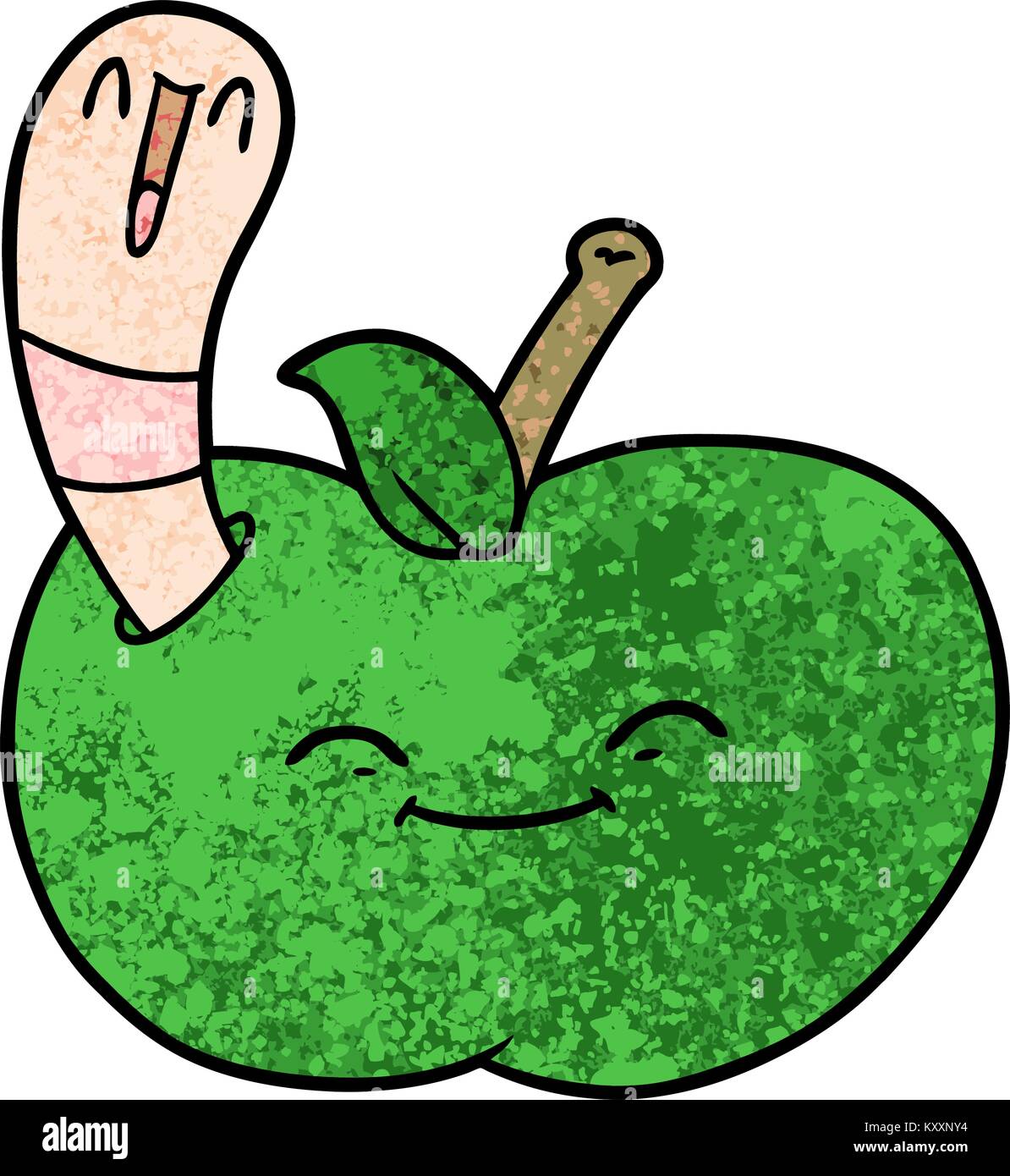 cartoon happy worm in an apple Stock Vector Image & Art - Alamy