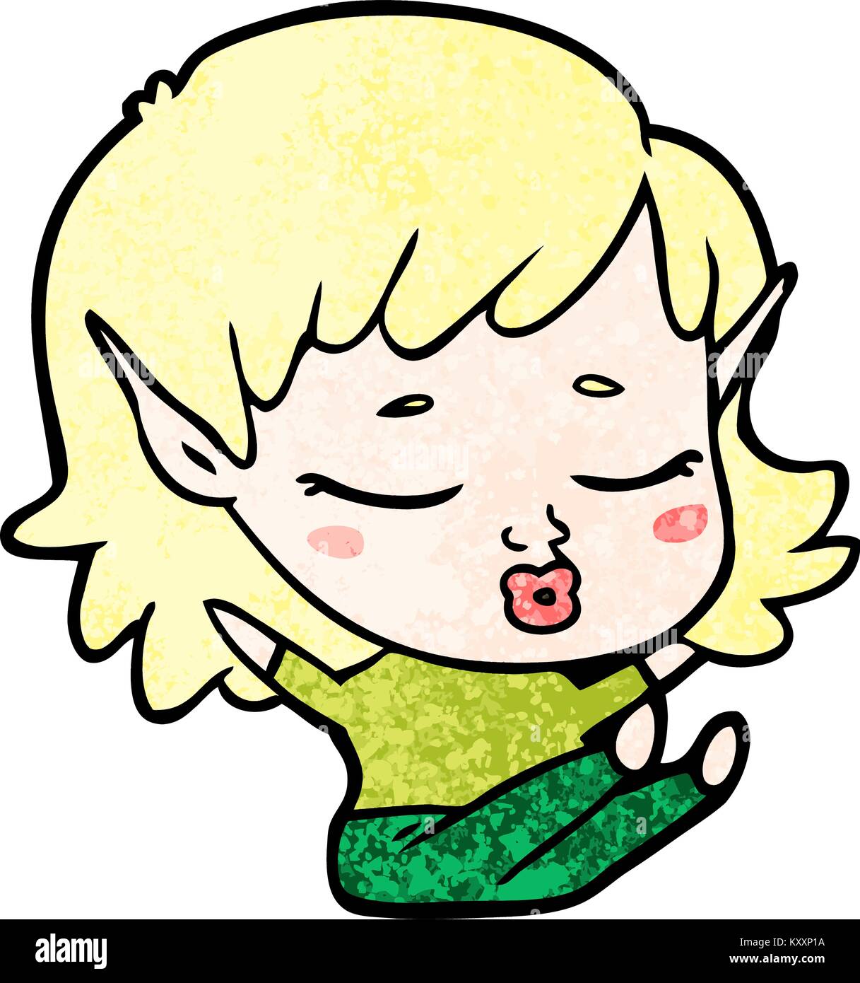 pretty cartoon elf girl sitting Stock Vector Image & Art - Alamy