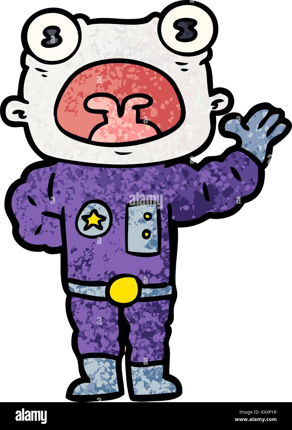 cartoon weird alien waving Stock Vector Image & Art - Alamy