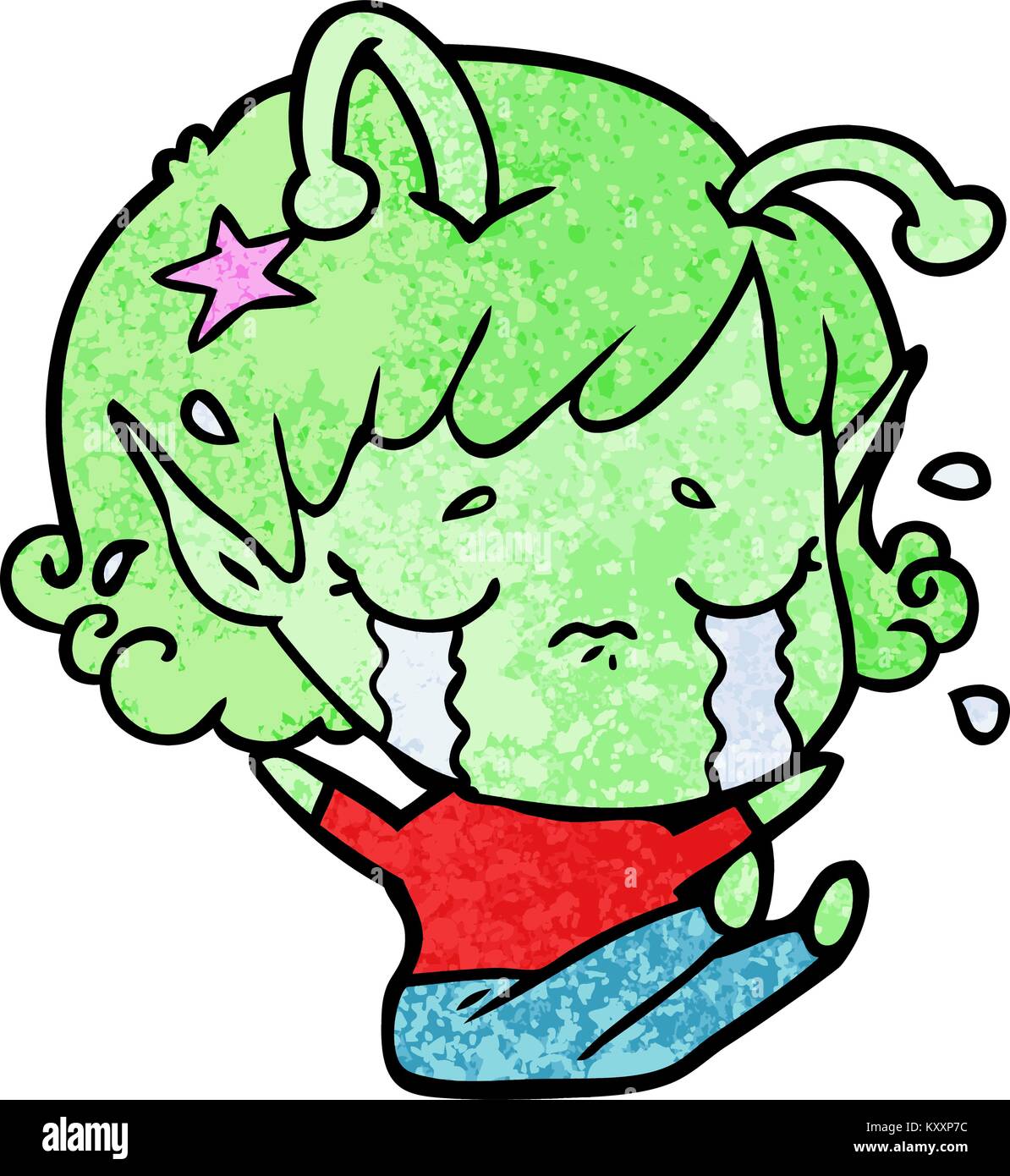 cartoon crying alien girl Stock Vector Image & Art - Alamy