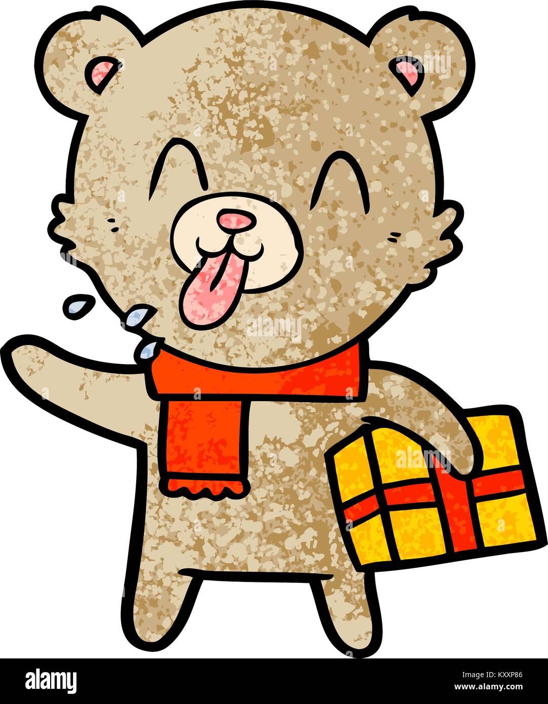rude cartoon bear with present Stock Vector Image & Art - Alamy